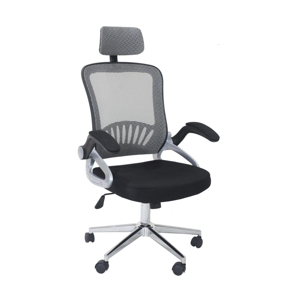 Mesh High Back Ergonomic Chair with Arms and Headrest (Grey and Black ...