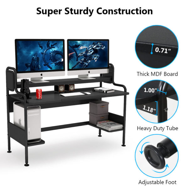 Gaming Desk, 55-Inch Computer Desk with Monitor Shelf – MecaWorks – EGYPT