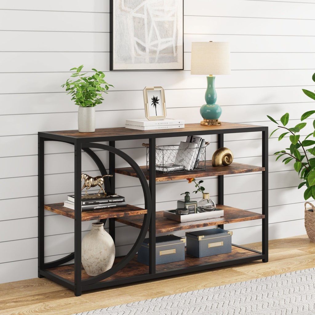 Console Table, 40 Inch Sofa Entryway Table with 5-Tier Storage Shelves ...