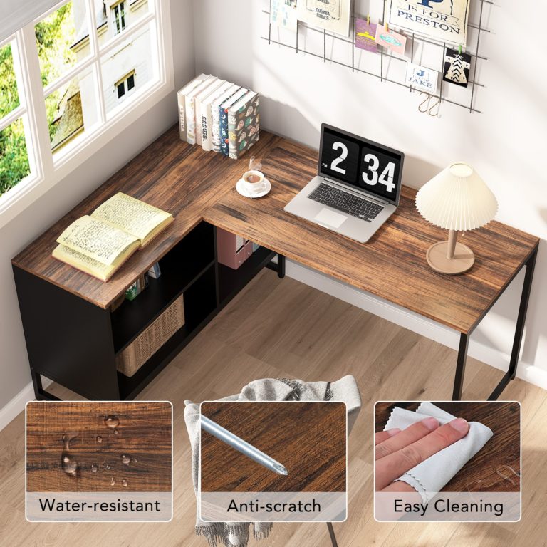 L-Shaped Desk, 60″ Corner Computer Desk with File Cabinet – MecaWorks ...