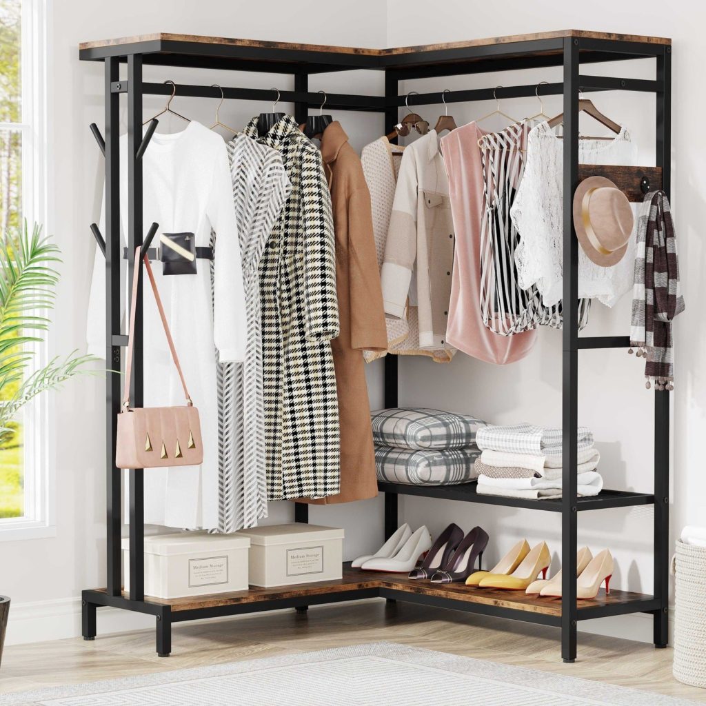 Freestanding Closet Organizer, Corner L Shape Clothes Rack – MecaWorks ...