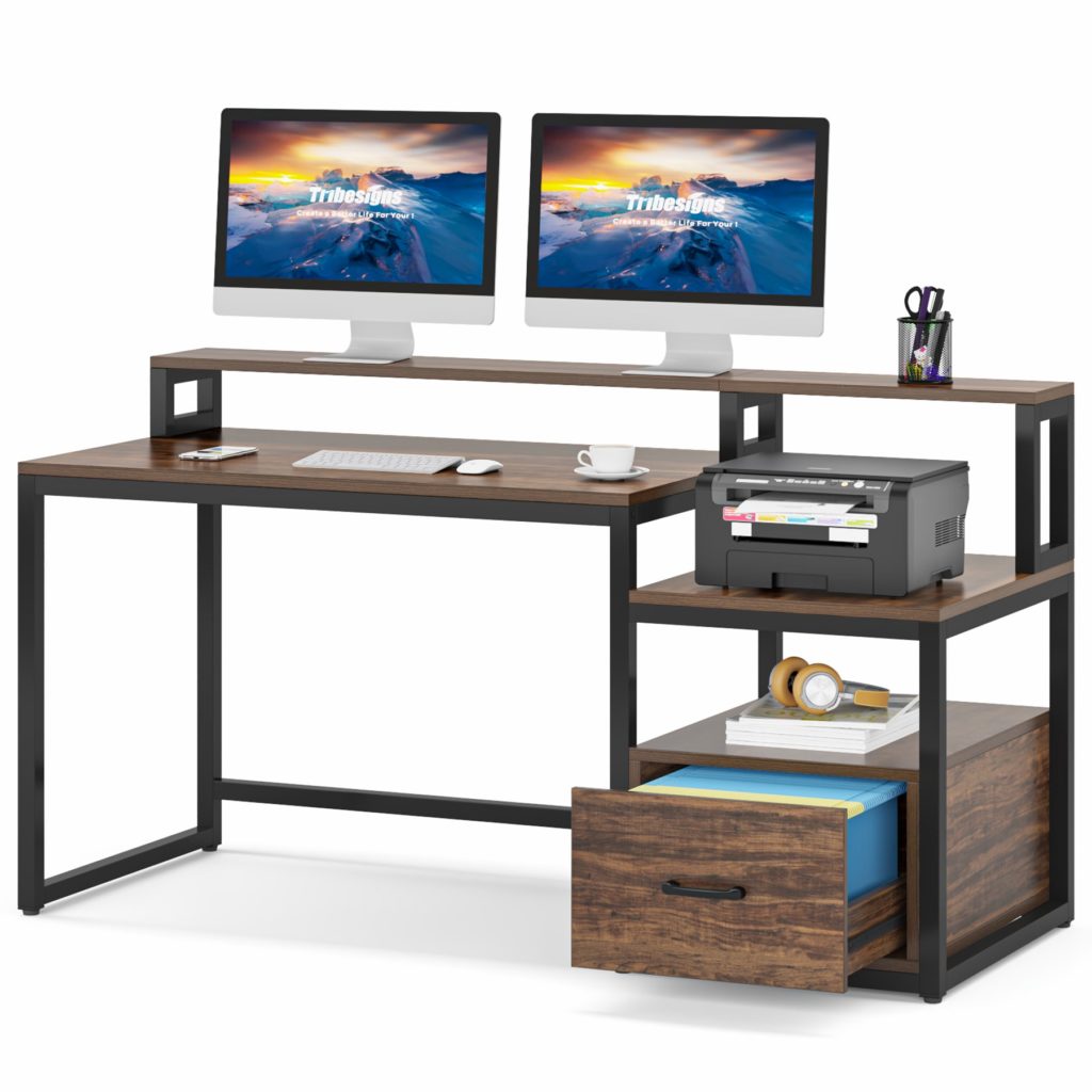 Computer Desk, 152 CM Desk with File Drawer and Shelves – MecaWorks – EGYPT