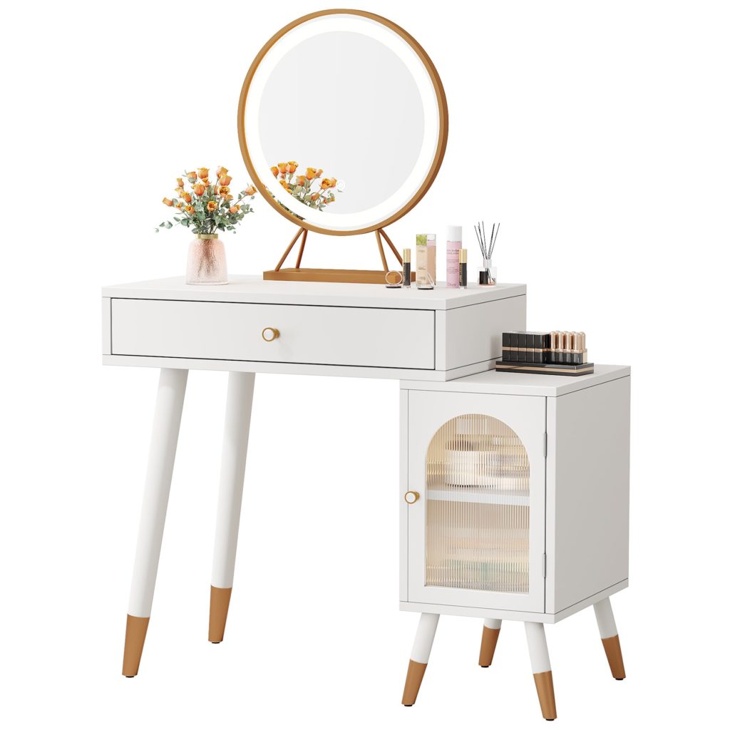 Vanity, Makeup Dressing Table with Drawer and Storage Cabinet ...