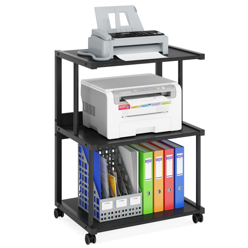 Printer Stand, Rolling Printer Table with 3 Storage Shelves – MecaWorks ...