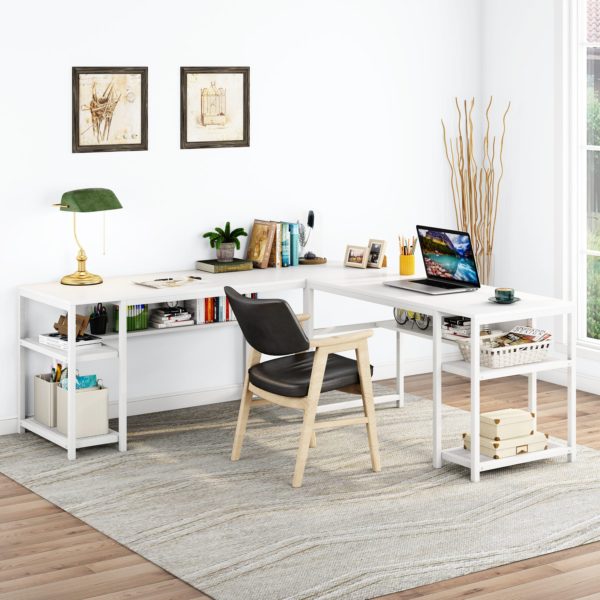 L-Shaped Desk, 70 Inch Computer Desk with Bookcase – MecaWorks – EGYPT