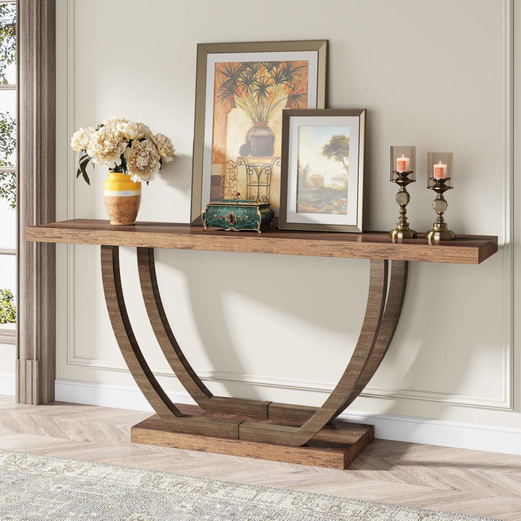 Console Table, 63 Inch 2-Tier Farmhouse Entryway Sofa Table – MecaWorks ...