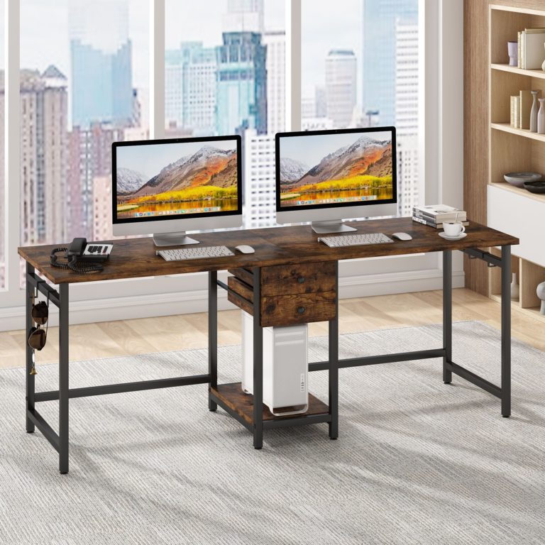Two Person Desk, 78’’ Double Computer Desk with Drawers – MecaWorks – EGYPT