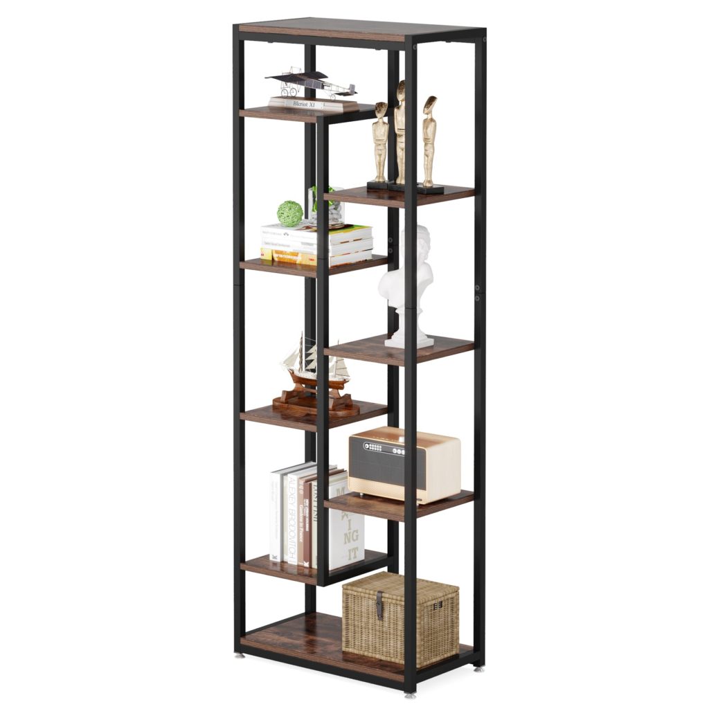 Bookshelf, 70.8″ Etagere Bookcase Storage Display Shelf Unit ...