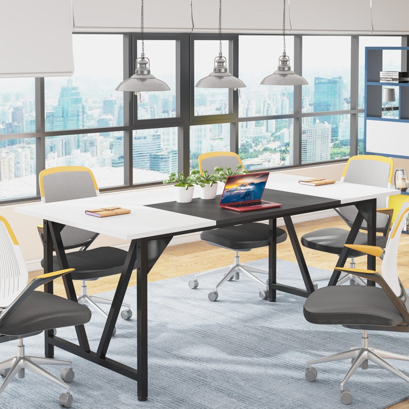 Conference Table, Rectangular 183 CM Meeting Table Desk with Splicing ...