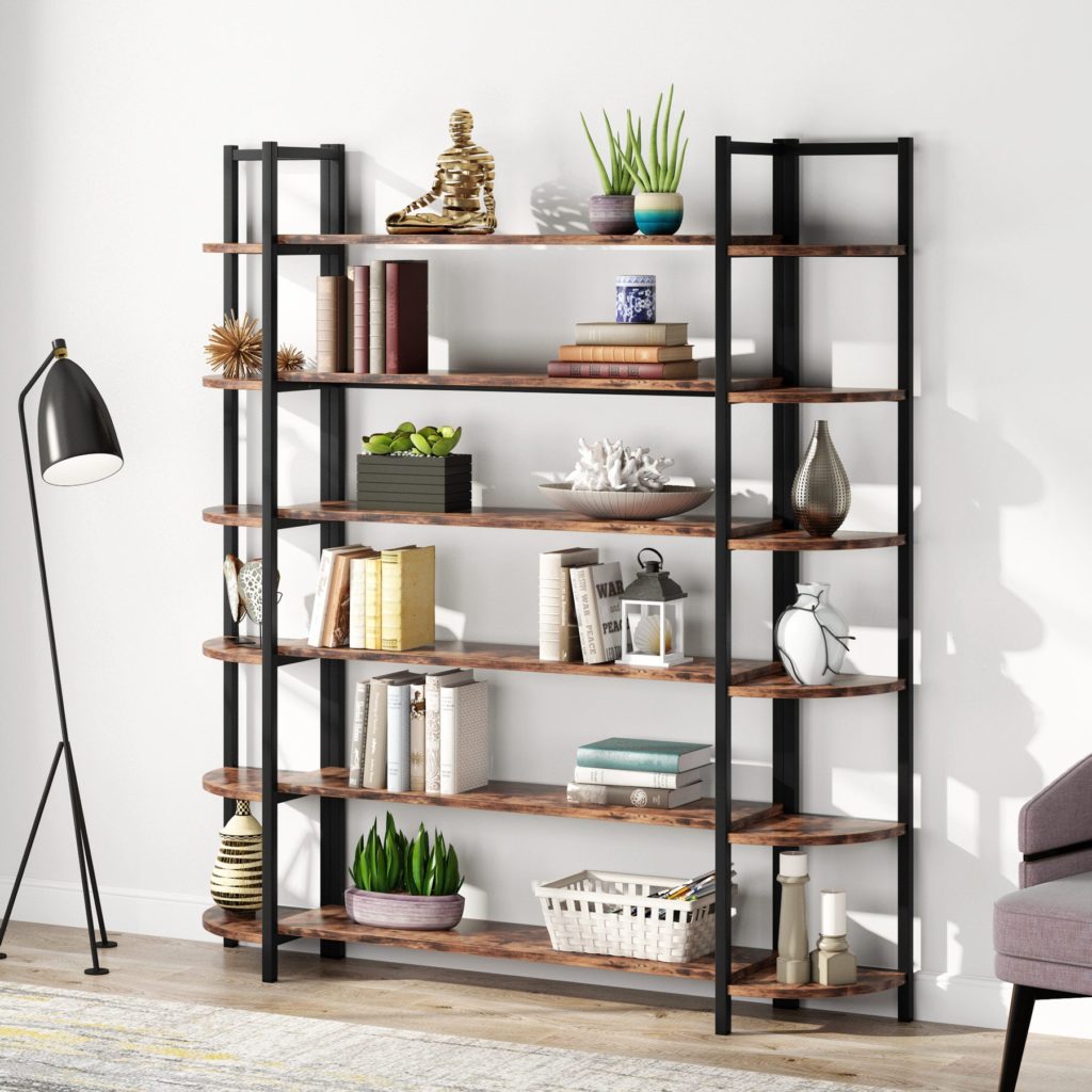 Triple Wide 6-Shelf Bookshelves , 6-Tier Large Etagere Bookcase ...