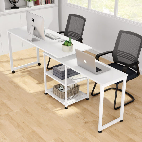 Rotating Desk, 360° Rotating Reversible L-Shaped Corner Desk ...