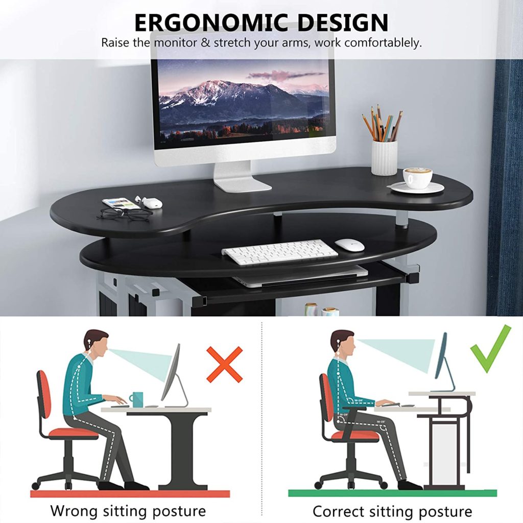 Rotating Desk, Modern L-Shaped Computer Desk, Corner Study Desk ...