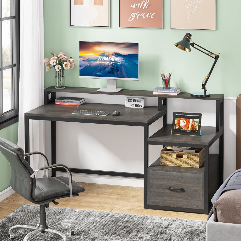 Computer Desk, 152 CM Desk with File Drawer and Shelves – MecaWorks – EGYPT