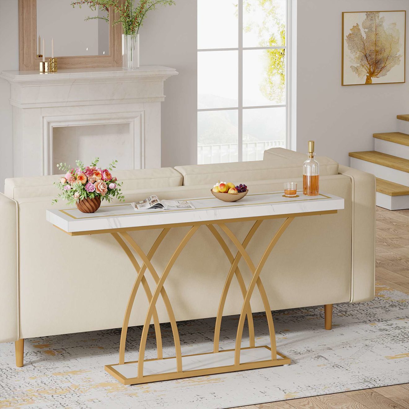 Console Table, 140 CM Modern Faux Marble Entryway Table – MecaWorks – EGYPT