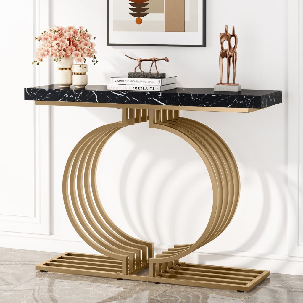 Console Table, 40 inch Entryway Sofa Table with Gold Base – MecaWorks ...