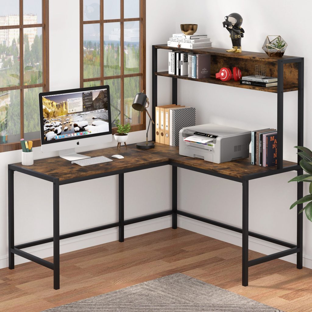 L-Shaped Desk, Computer Desk with Hutch, Study Corner Desk – MecaWorks ...