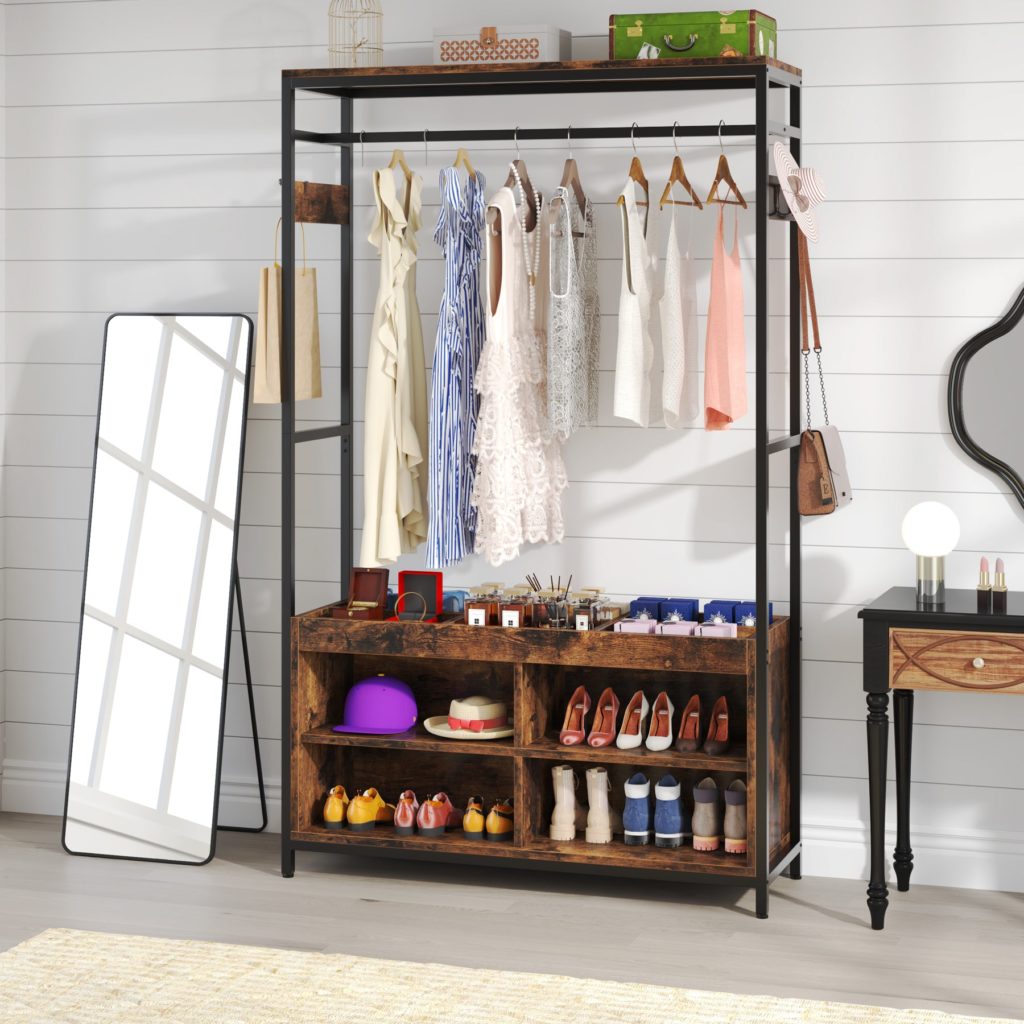 Coat Rack, Entryway Hall Tree Garment Rack with Shoe Storage ...