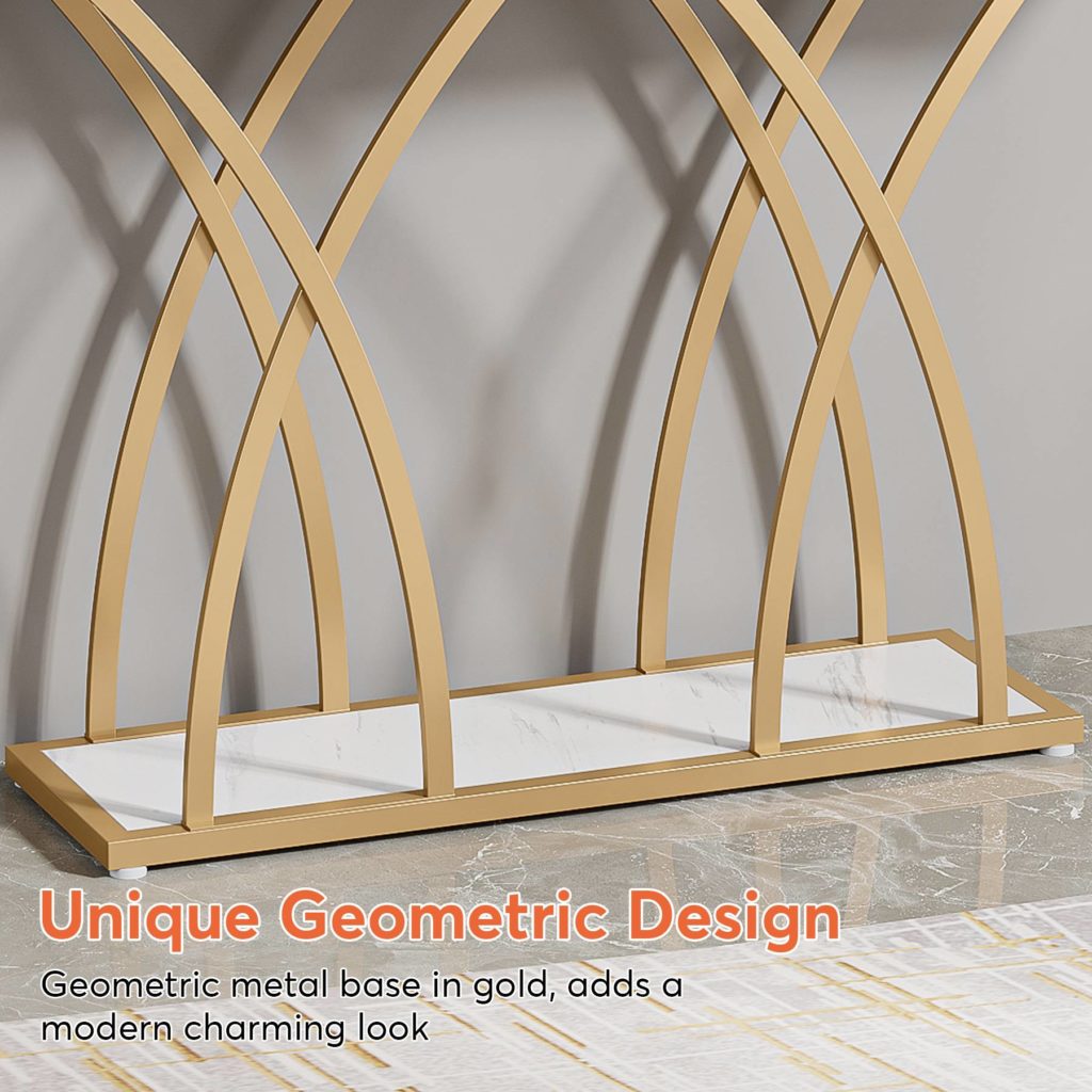 Console Table, 55 Inch Modern Faux Marble Entryway Table – MecaWorks ...