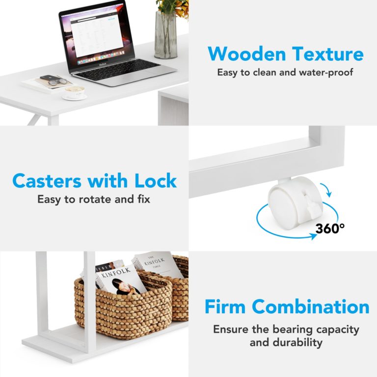 Rotating Desk, Reversible Computer Desk with 5 Shelves – MecaWorks – EGYPT