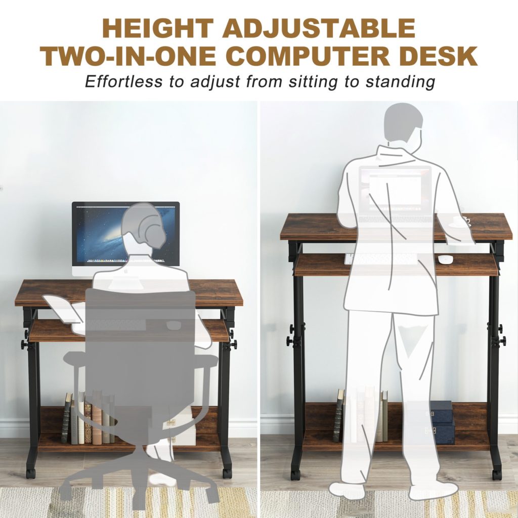 Height Adjustable Desk, Rolling Standing Desk Portable Desk – MecaWorks ...
