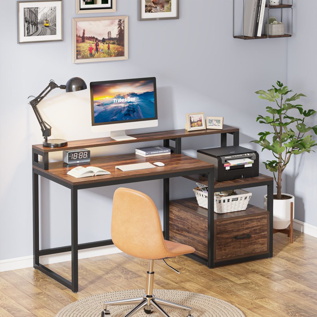 Computer Desk, 152 CM Desk with File Drawer and Shelves – MecaWorks – EGYPT