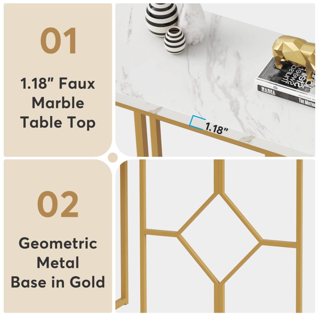 Console Table, 108 CM Modern Faux Marble Entryway Table – MecaWorks – EGYPT