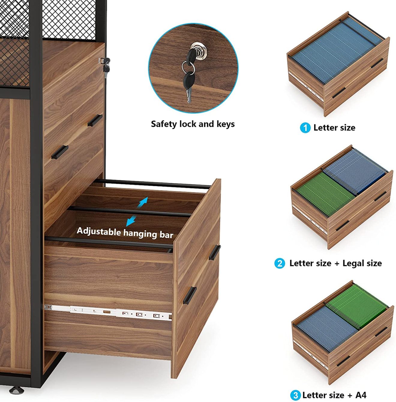 File Cabinet, Letter/Legal / A4 Size Filing Cabinet with 2 Drawers ...