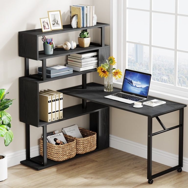 Rotating Desk, Reversible Computer Desk with 5 Shelves – MecaWorks – EGYPT
