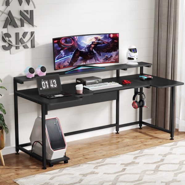 Gaming Desk, 74.8 Inches U Shaped Computer Desk with Hutch – MecaWorks ...