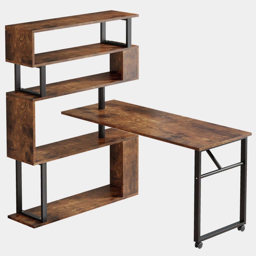 Rotating Desk, Reversible Computer Desk with 5 Shelves – MecaWorks – EGYPT