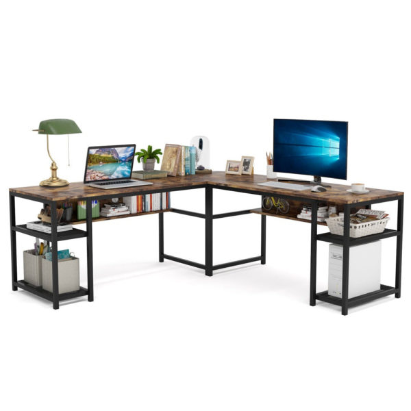 L-Shaped Desk, 70 Inch Computer Desk with Bookcase – MecaWorks – EGYPT
