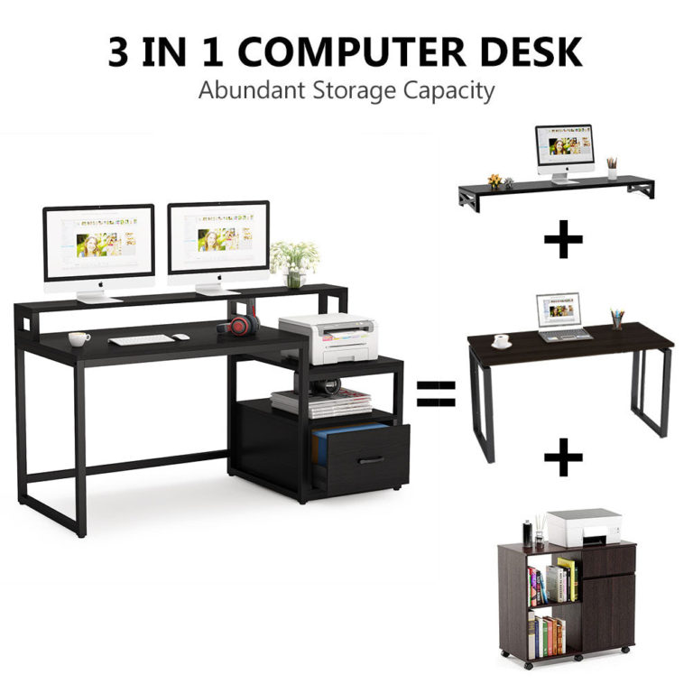Computer Desk, 152 CM Desk with File Drawer and Shelves – MecaWorks – EGYPT