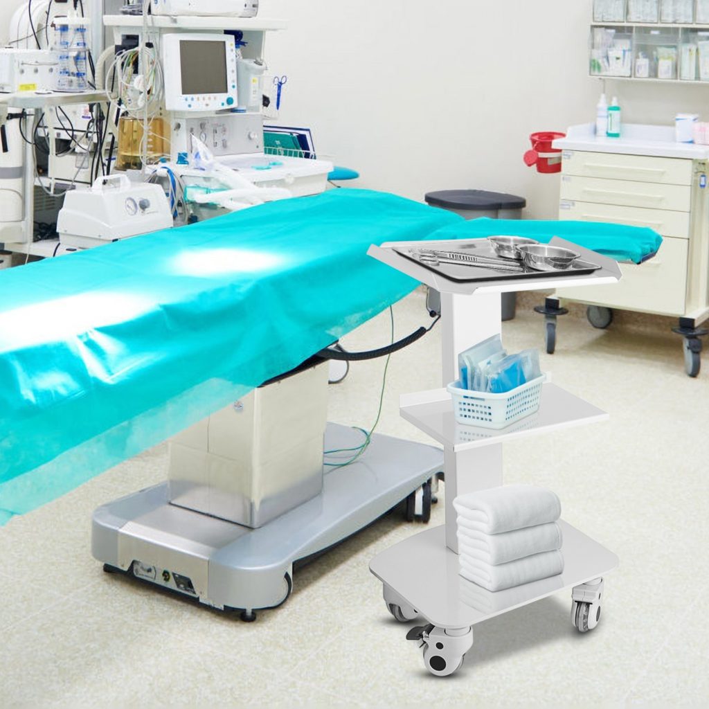 3 Trays Utility Cart 3-Layer Trolley Heavy Duty Lab Dental Rolling ...