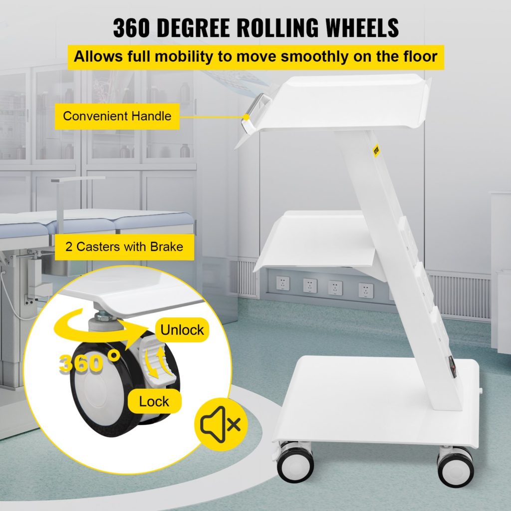 Lab Trolley, Built-in Socket Rolling Lab Cart, 3 Layers Tray Rolling ...